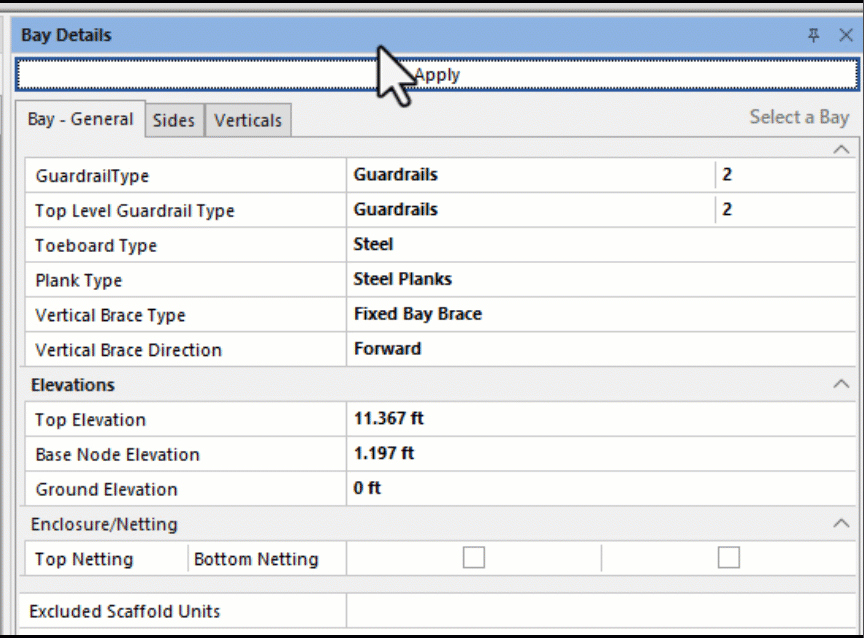 Editing Bay Details of Multiple Bays